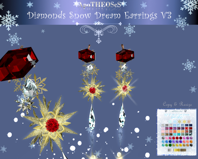 Second Life Marketplace - Diamonds Snow Dreams Earrings V3